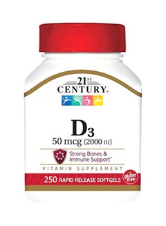 21st CENTURY D3 Bone Supplement 2000IU - 250 Rapid Release Softgels UAE ...