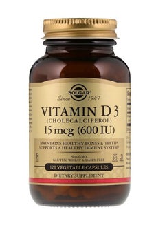 Solgar Vitamin D3 Dietary Supplement 15 mcg 600IU - 120 Capsules UAE ...