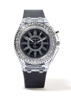 Geneva Girls' Round Rubber Analog Wrist Watch G01 - 36 mm - Black UAE ...