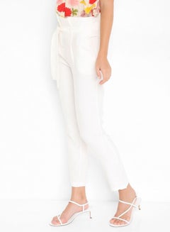 Stock Belted Texture Pants White UAE | Dubai, Abu Dhabi