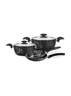 Grandi 6-Piece Non-Stick Cookware Set Marble Grey 20-24-18-22cm Egypt ...