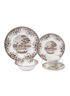Claytan 30-Piece Windmill Printed Dinner Set Brown/White | Best Price ...