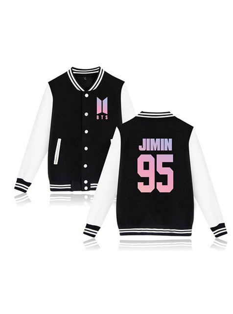 Generic BTS Love Yourself Printing Button Fly Baseball Jacket Black ...