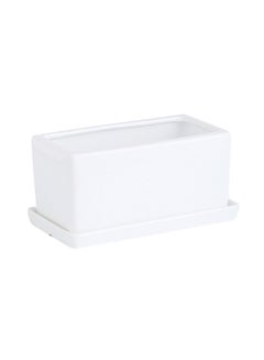 Shuer Rectangular Ceramic Flower Pot With Tray White 27x14x13cm UAE ...