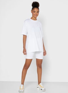 Ginger Basics Oversized T-Shirt Cycling Shorts Set White UAE | Dubai ...