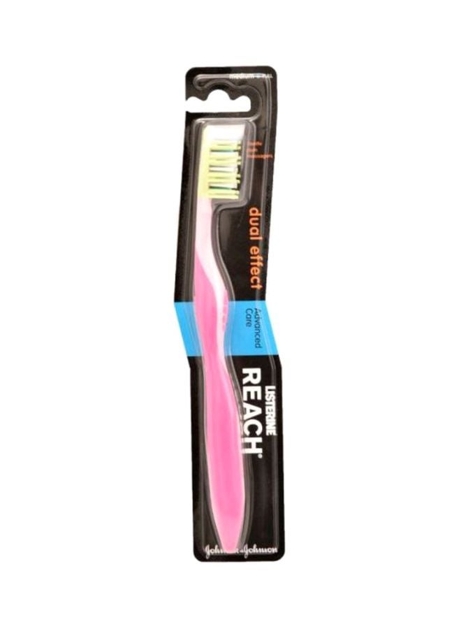 Listerine Reach Dual Effect Advanced Care Toothbrush Pink/Yellow 19cm ...