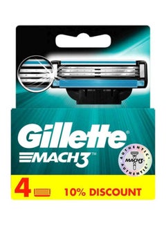 Gillette 4 Piece Mach3 Razor Blades Blue/Silver UAE | Dubai, Abu Dhabi