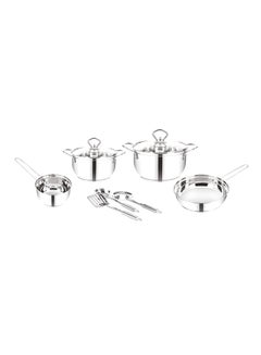 Classic Essentials 9 Piece Stainless Steel Cookware Set Silver 9-Piece ...