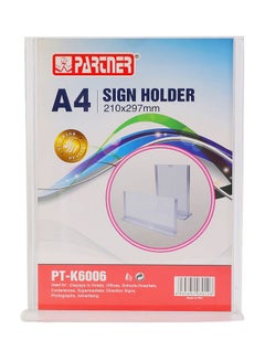 PARTNER A4 Vertical L Shape Sign Holder Clear UAE | Dubai, Abu Dhabi