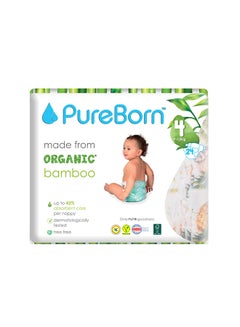 PureBorn Organic Bamboo Baby Diapers, Size 4, 7 - 12 Kg, 24 Count ...
