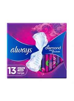 Always Diamond Flex Foam Large Sanitary Pads With Wings 13 Count White ...