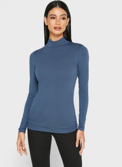 Ginger High Neck Plain Top Navy KSA | Riyadh, Jeddah