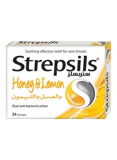 Strepsils Dual Antibacterial Honey and Lemon Sore Throat Pain Relief ...
