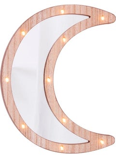Salla Wooden Crescent Moon Pattern LED Lights White/Brown 30x3x22cm ...