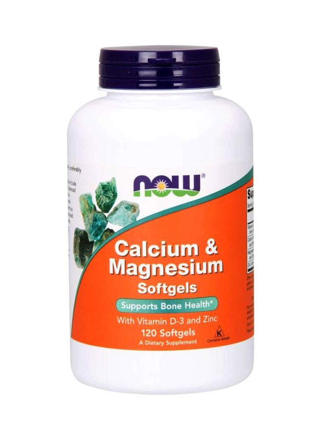 Now Foods Calcium & Magnesium with Vitamin D3 and Zinc 120 Softgels ...