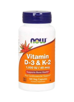 Now Foods Vitamin D3 & K2, 1,000 IU/45 mcg 120 Veg Capsules Egypt | Cairo, Giza