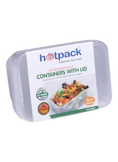 Hotpack 5-Piece Rectangular Containers With Lid Set Clear KSA | Riyadh ...