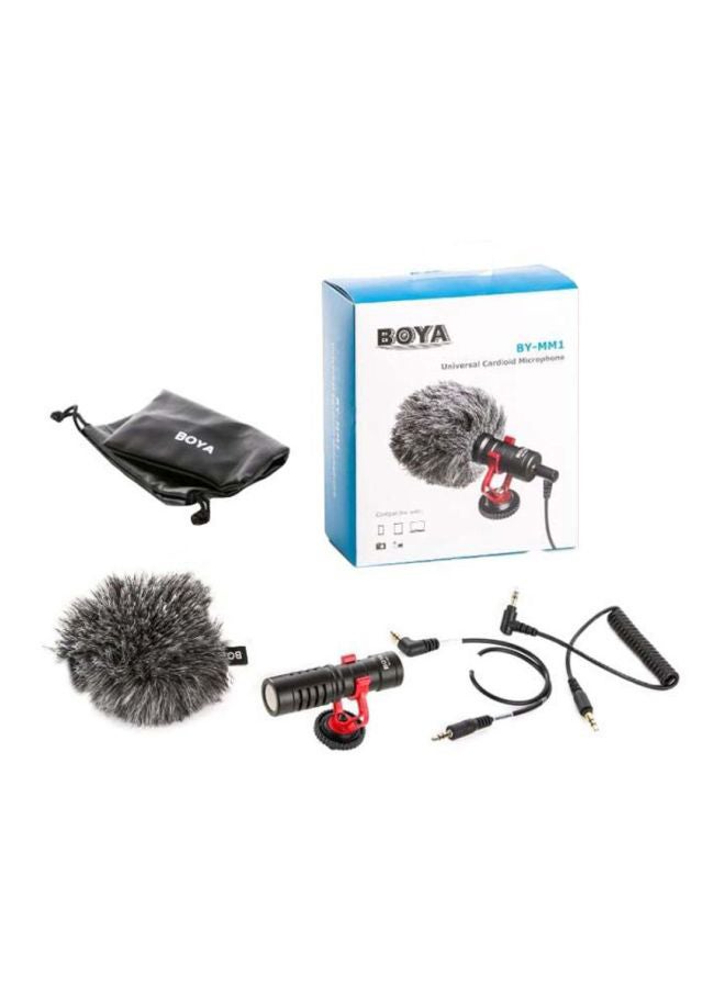 BOYA Universal Cardioid Shotgun Camera Microphone Kit BY-MM1 Black/Red ...