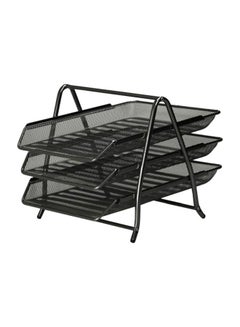 PARTNER 3-Tier Metal Mesh Document Tray Black