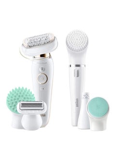 BRAUN Silk-Epil Wet And Dry Epilator With Face Spa White/Silver/Green ...