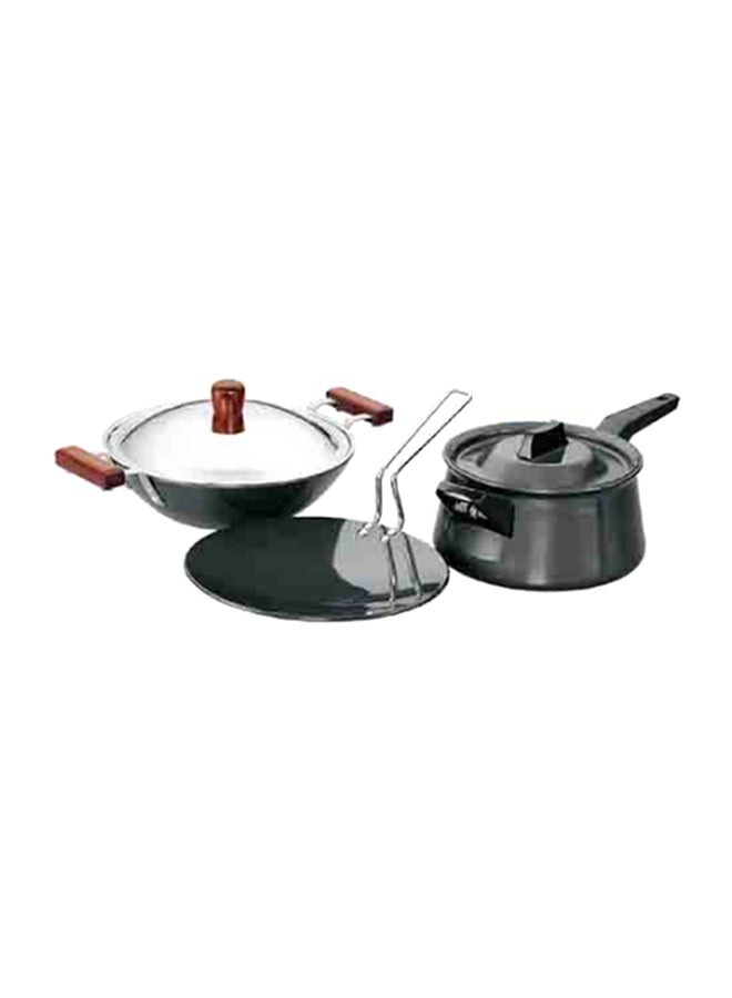 Hawkins 4-Piece Futura Hard Anodised Cookware Set Black 39.4x24.8x10 ...