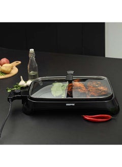 GEEPAS Electric Barbeque Grill With Glass Lid Adjustable Thermostat Non ...