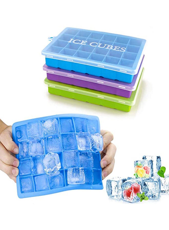 Generic 3-Piece Silicone Ice Cube Tray Multicolour 18 x 12.5 x 2.8cm ...