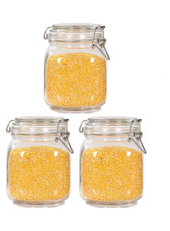 Generic 3-Piece Airtight Glass Canister With Lid Clear 1000ml UAE ...
