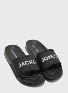 JACK & JONES Casual Comfortable Slides Black UAE | Dubai, Abu Dhabi