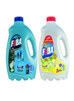 FEBA Liquid Dish Cleaner antibacterial 3KG + Lemon Scent 3KG - Pack of ...