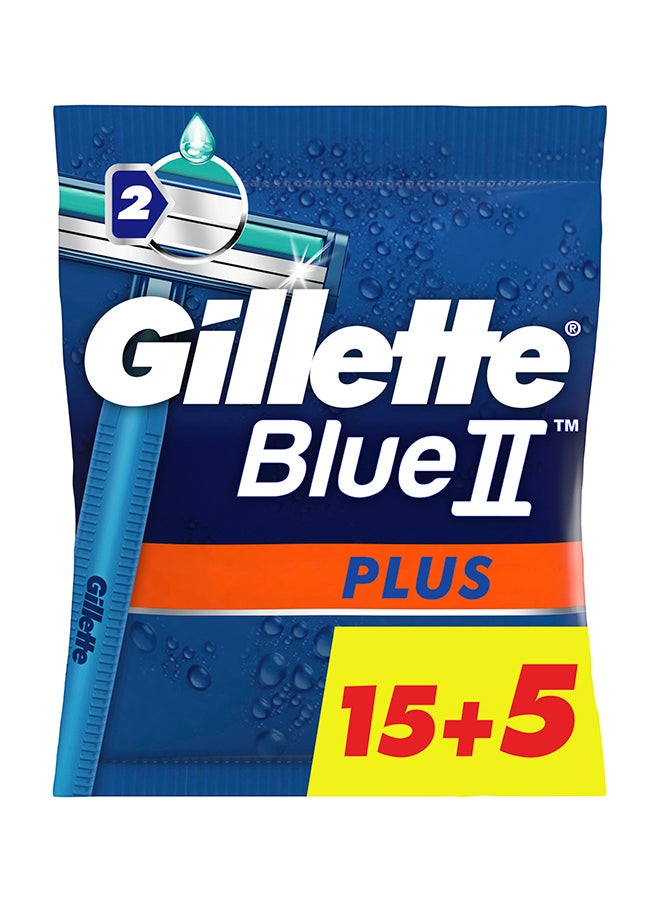 Gillette 20-Piece II Plus Disposable Razors Blue | Best Price UAE ...