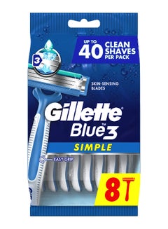 Gillette Blue Simple3 Men’S Disposable Razors, 8 Count UAE | Dubai, Abu ...