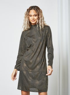 Sivvi x GenM Lurex High Neck Dress Gold/Black | Yellow Friday Sale