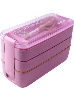 AIWANTO Three-Compartment Lunch Box Set Pink 900ml KSA | Riyadh, Jeddah