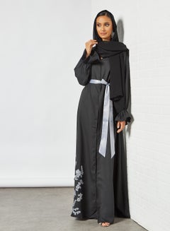 SIVVI for HANIYA Embroidered Detail Abaya Black UAE | Dubai, Abu Dhabi