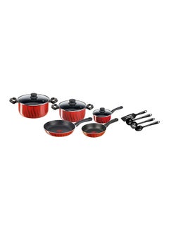 Tefal 12 Pieces Tefal G6 Tempo Flame Cooking Set Red Aluminium Red ...
