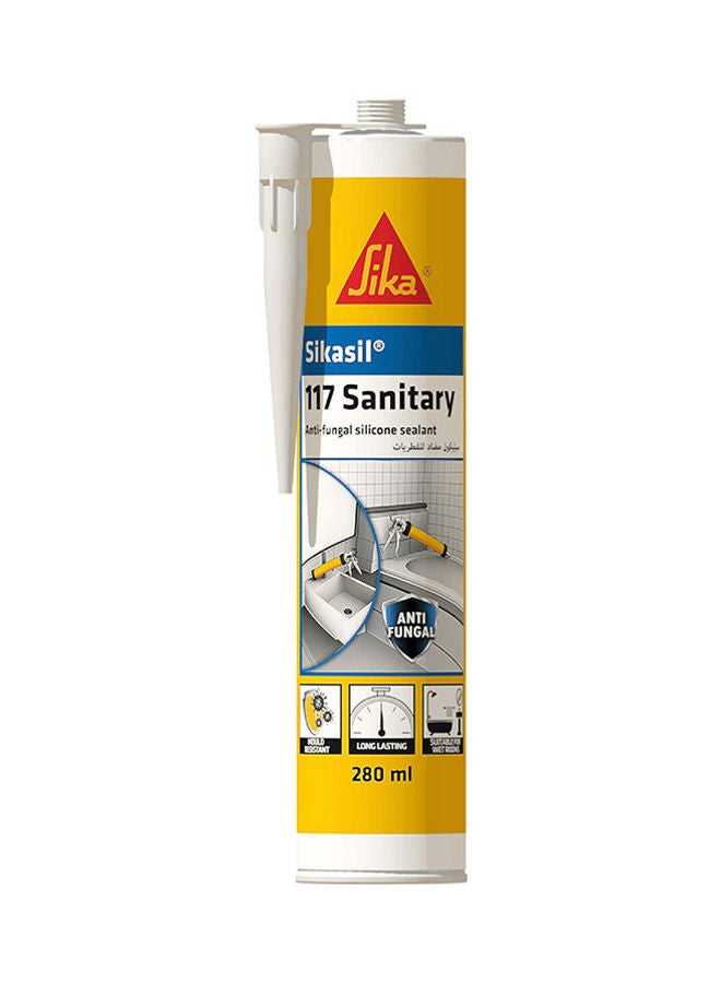 SIKA Sikasil 117 Sanitary Anti-Fungal Silicone Sealant White 280ml ...