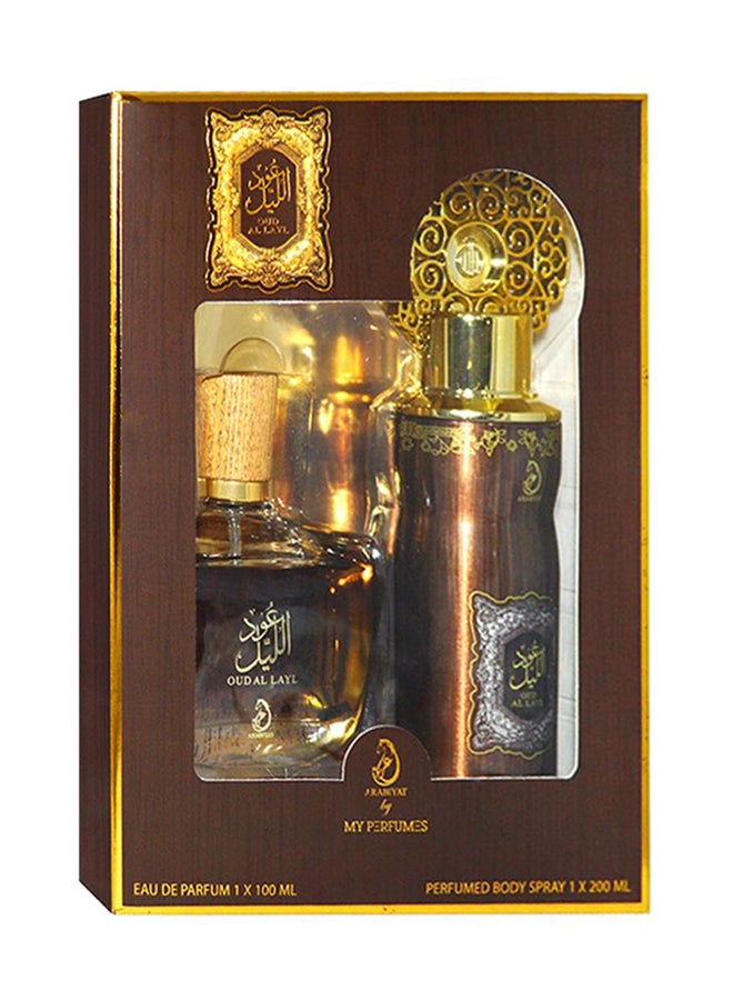 ARABIYAT Oud Al Layl Gift Set (1 x EDP 100ml, 1 x Perfumed Body Spray ...