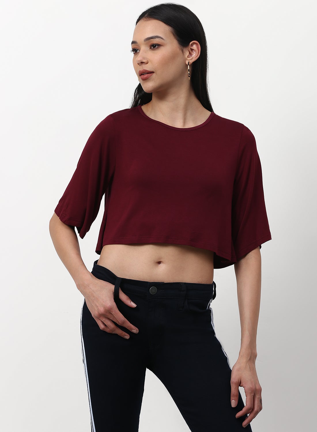 Campus Sutra Casual Crop Top Maroon | Best Price KSA | Riyadh, Jeddah