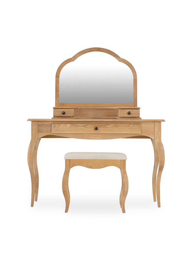 homes r us 3 Drawer Prague Dresser Dressing Table Makeup Table Vanity Table With Mirror Oak 146x49x46cm Best Price UAE Dubai Abu Dhabi