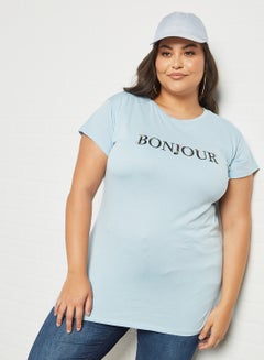 NEW LOOK Plus Size Slogan Print T-Shirt Light Blue UAE | Dubai, Abu Dhabi
