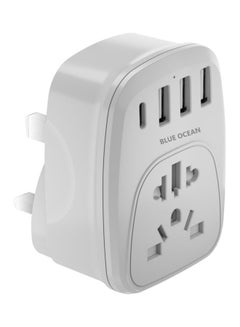 BLUE OCEAN 5-in-1 Multi Socket USB Adapter Plug White UAE | Dubai, Abu ...