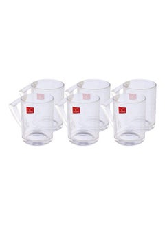 Blinkmax Glass Plain Tea Mug Set with Pointed Handles Clear 7X10cm ...