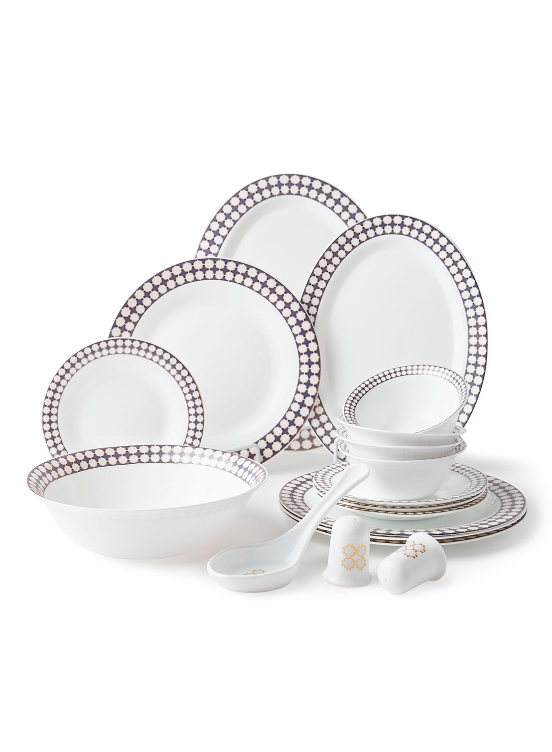 Noon East 18 Piece Opalware Dinner Set - Light Weight Dishes, Plates ...