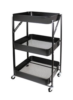 Arabest 3-Layer Foldable Storage Trolley Black 77 x 45 x 30cm KSA ...