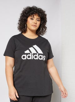 تسوق أديداس وتيشيرت بمقاس كبير مزين بشعار من تشكيلة إسينشالز أسود ...