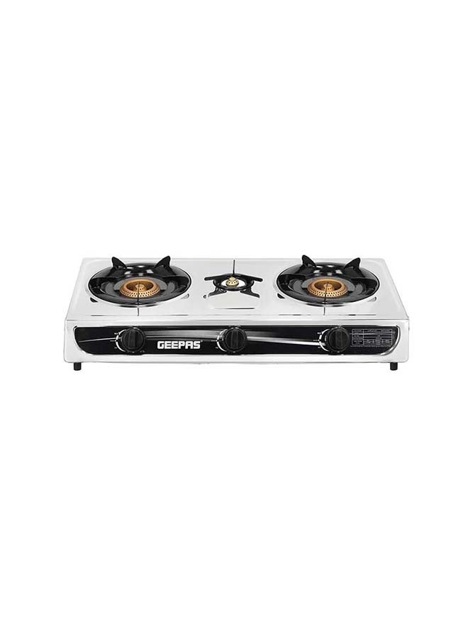 GEEPAS Stainless Steel Gas Cooker Auto Piezo Ignition Triple Gas Burner ...