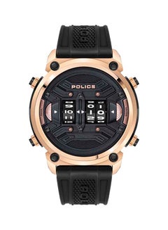 POLICE Men's ROTOR Round Shape Silicone Strap Binary Wrist Watch 50 mm ...