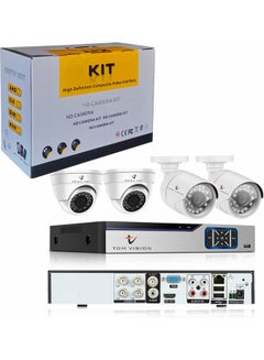 TOMVISION Full HD CCTV Camera Security Recording System Kit White ...