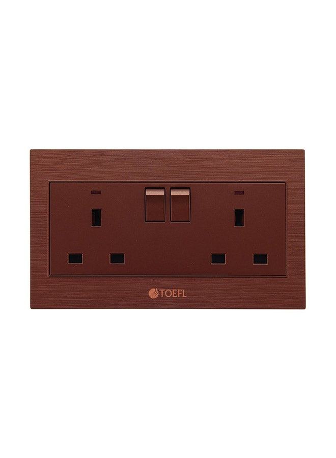 TOEFL Double Pole 3 Pin Electrical Socket With Switches Brown 14x7x2cm ...